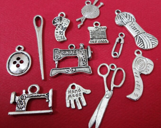 12 Charms, Assorted, Sewing, Theme, Collection, Charms ITEM:AG12 - Etsy