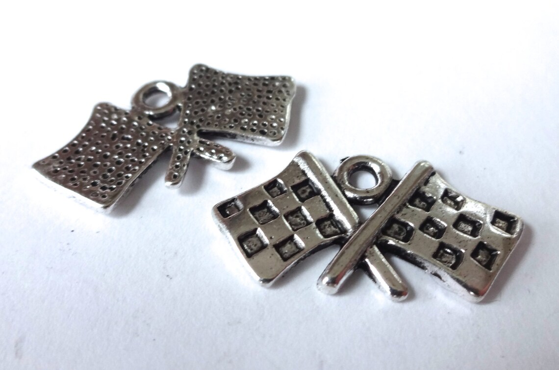50 BULK Checkered Flag Racing Charms 23x12x1.8mm ITEM:AS2 - Etsy