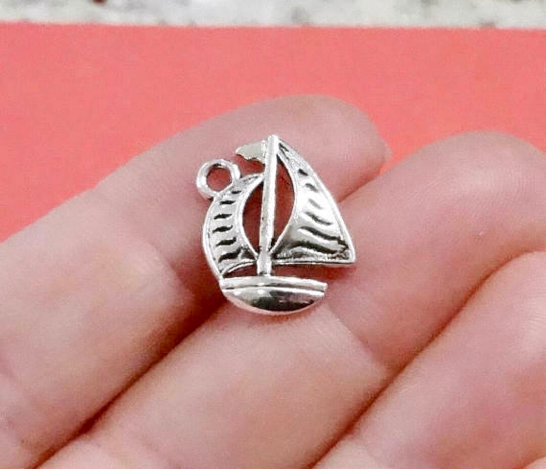 10 or 50 Charms, Sailboat Charms (double Sided) 12x16.5x3mm, Hole: 2mm ...