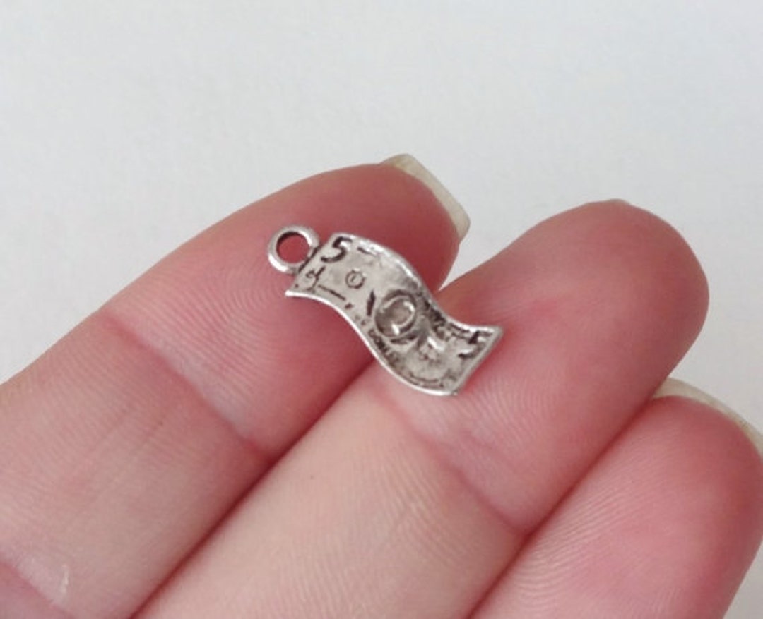 10 Charms, Dollar, Bill, Money, Charms 17x6x2mm, Hole 2mm ITEM:BH23 - Etsy