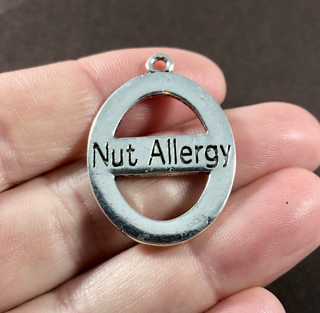 5 Charms, "nut Allergy", Medical, Tag, Charms 33x23x1.4mm Hole. 2.2mm ...