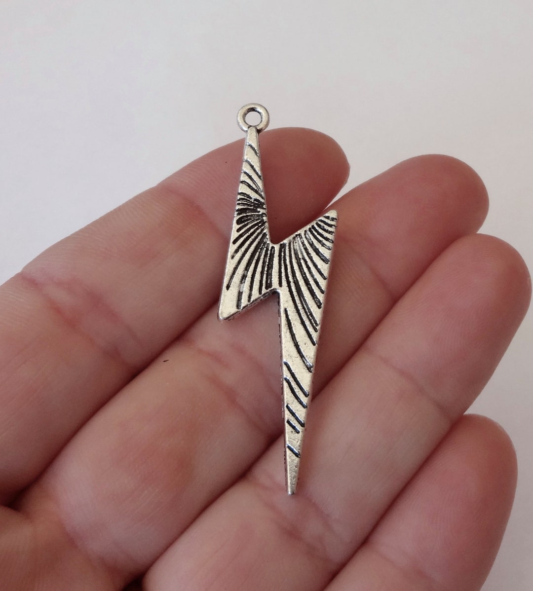 10 Charms, Lightning Bolt Pendants 49.5x15.5x2mm, Hole: 2mm - Etsy