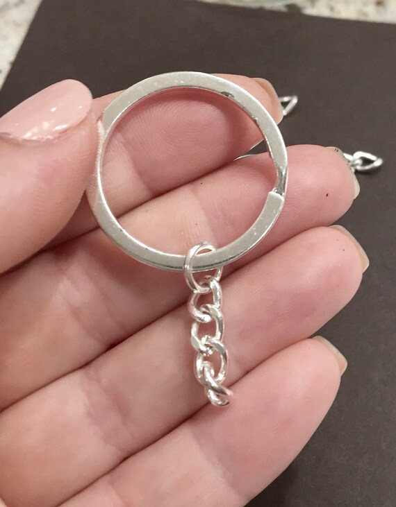 10 Key Chains Key Rings Round Bright Silver Tone | Etsy