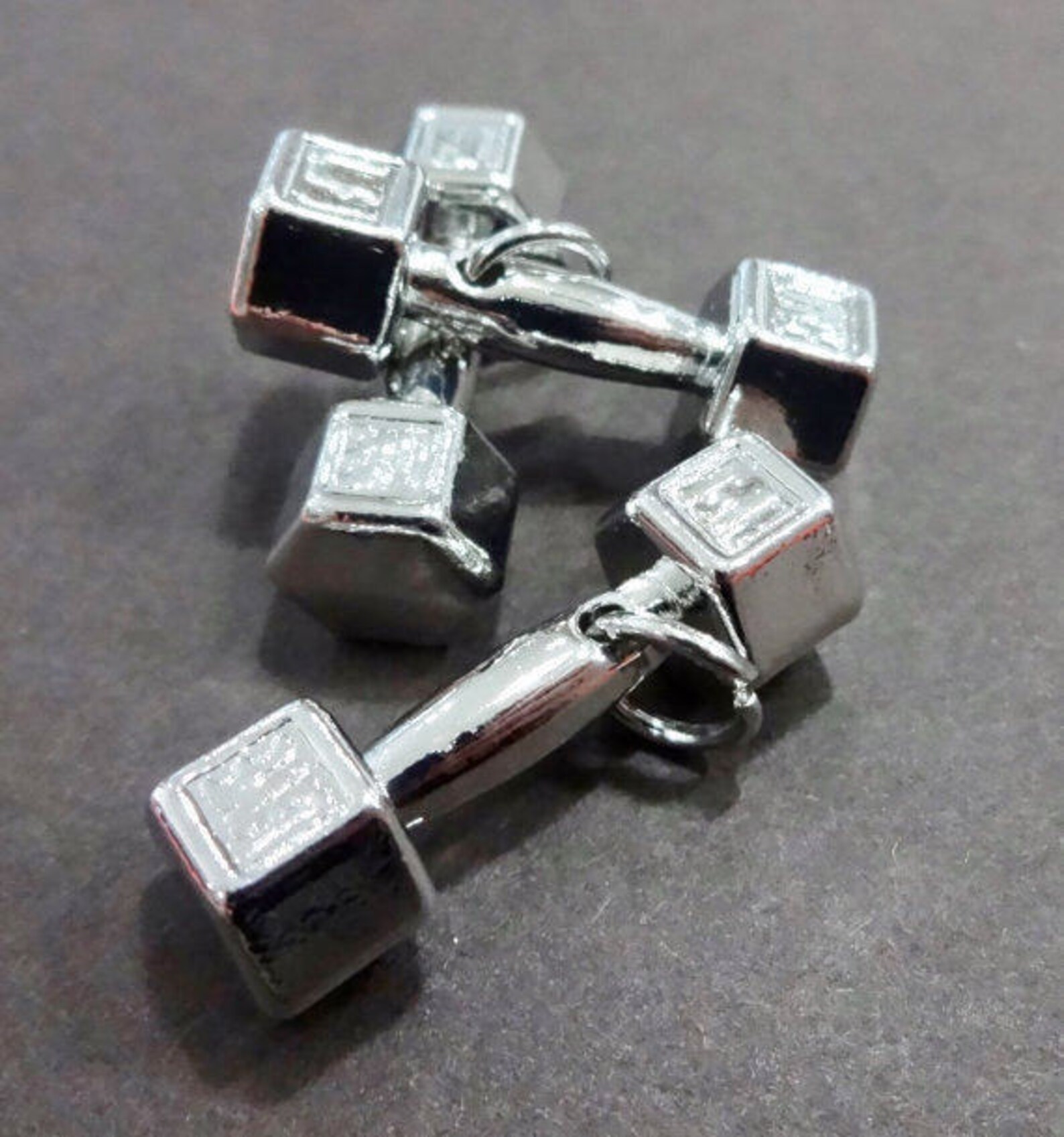 2 Large Barbell Weight Workout Fitness 3D Pendant Charms - Etsy