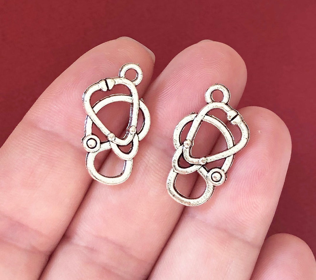 50 Charms, Stethoscope, Doctor, Nurse, Medical, Charm 23x13x2mm, Hole 1 ...