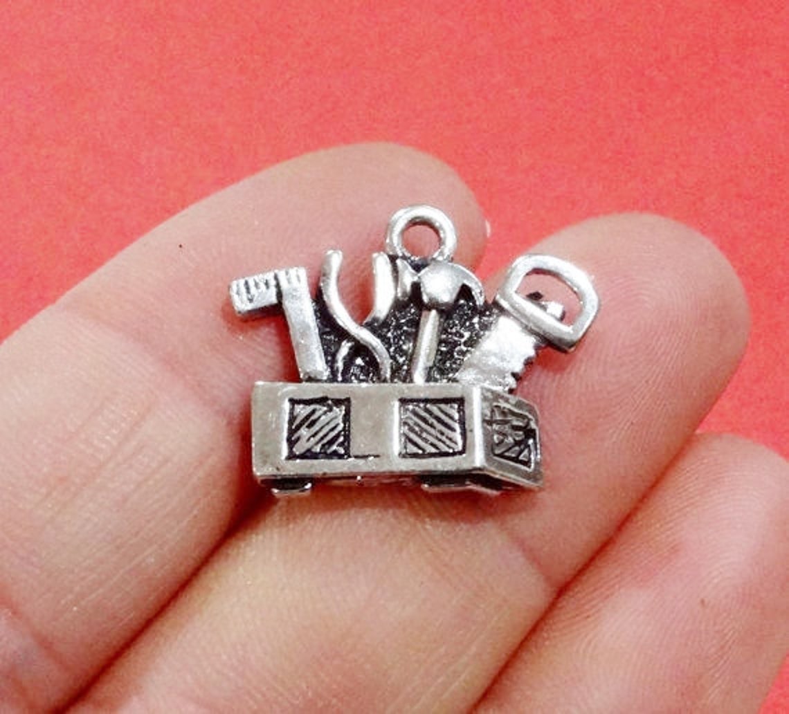 4 Charms, Tool, Tools, Box, Hammer, Saw, Charm 22x18x4.5mm - Etsy