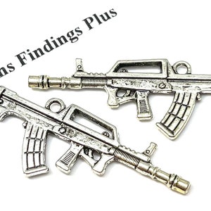 10 Charms, Rifle, Firearm, Weapon, Charms (3D) 50x20x2mm Hole 2mm SH533 ...