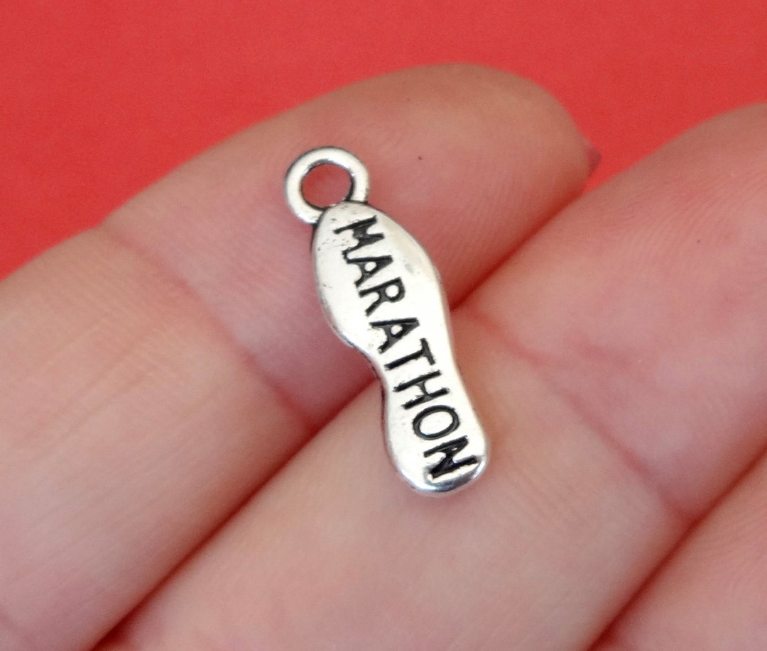 10 Marathon Running Shoe Charms double Sided 6x19mm - Etsy