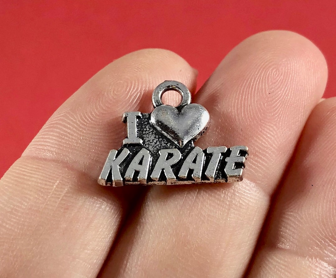 4 Charms, I Love KARATE, Charm 15x19mm - Etsy