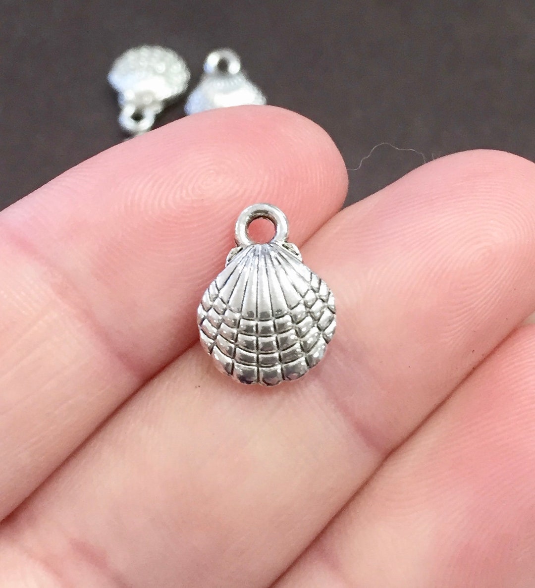 10 Charms, Shell, Clam, Beach, Sea, Charms (double Sided, Puffed ...