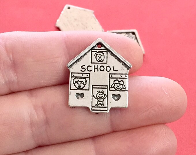 5 Charms School Building House Student Teacher Charm - Etsy
