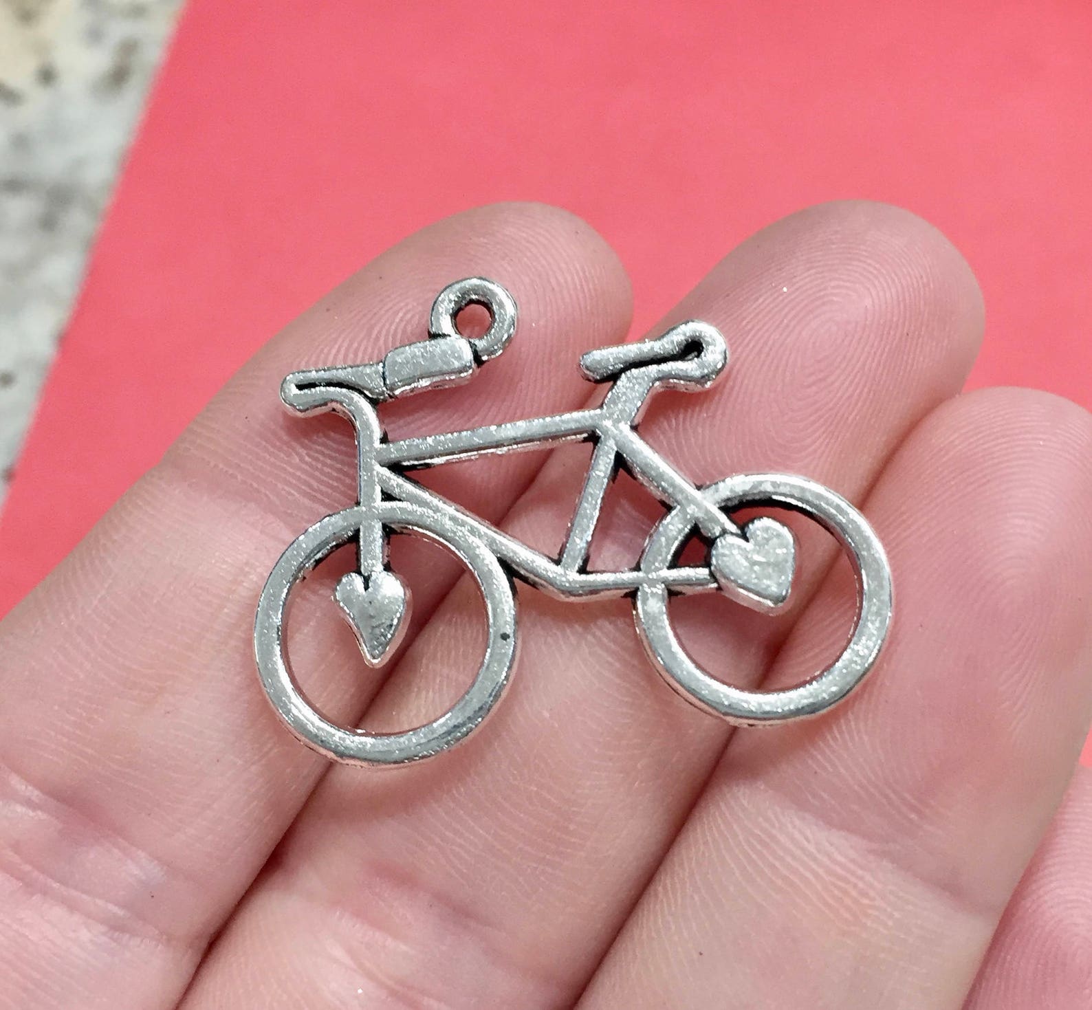10 Bicycle Bike Heart Charms 30x24x1.5mm Hole: Approx. 2mm - Etsy