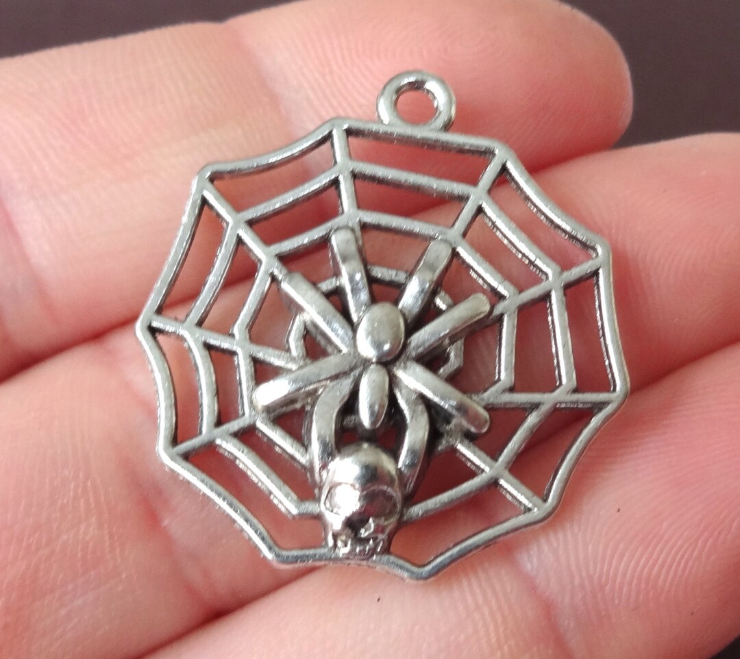 10 Charms, Spider, Web, Skull, Halloween, Charm 27x29x3mm ITEM:BC24 - Etsy