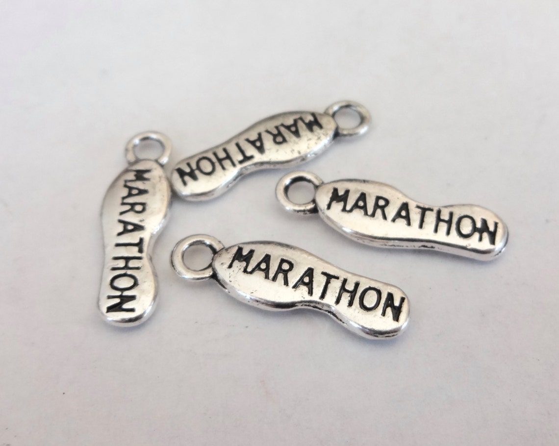 10 Marathon Running Shoe Charms double Sided 6x19mm - Etsy