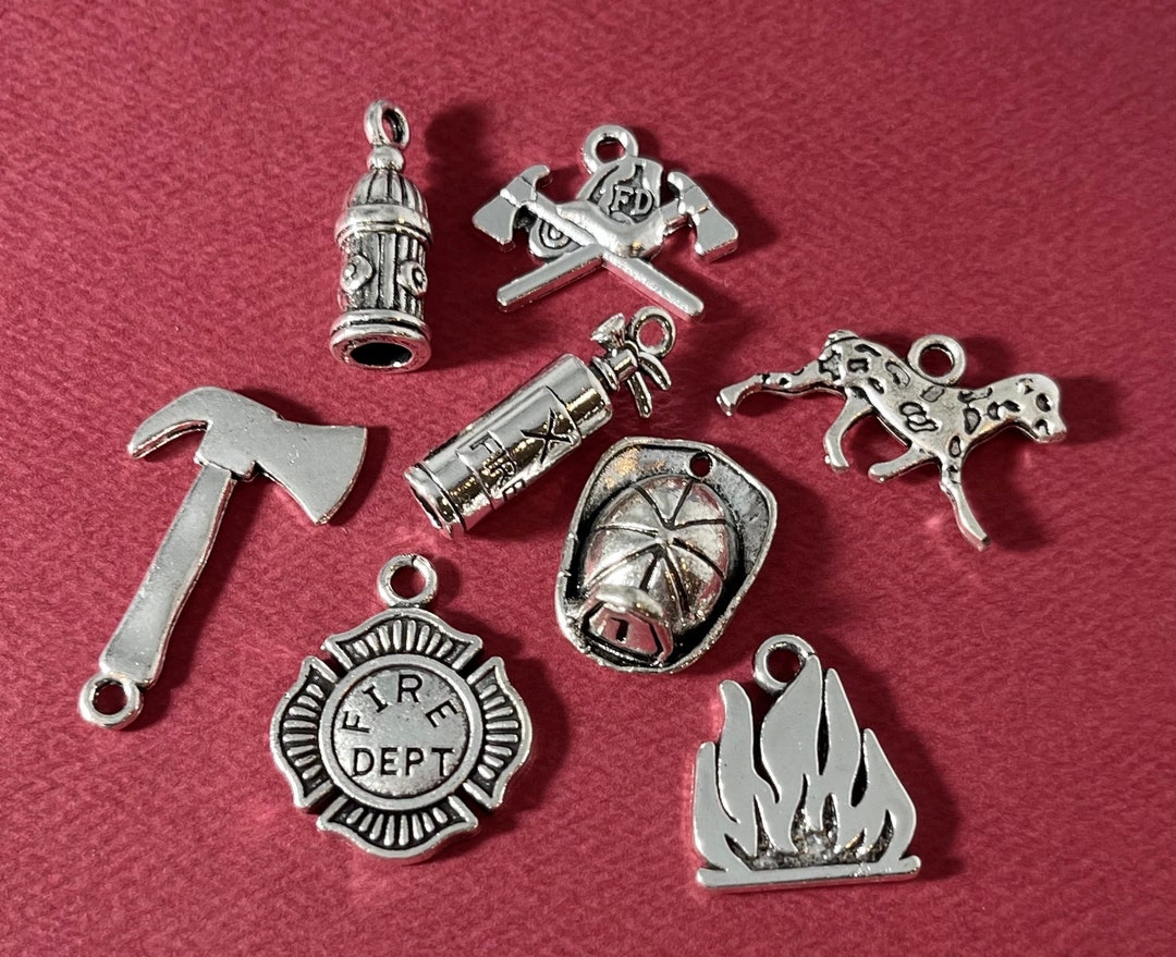 8 Charms, Fire Department, Badge, Firefighter, Fireman, Axe, Hydrant ...