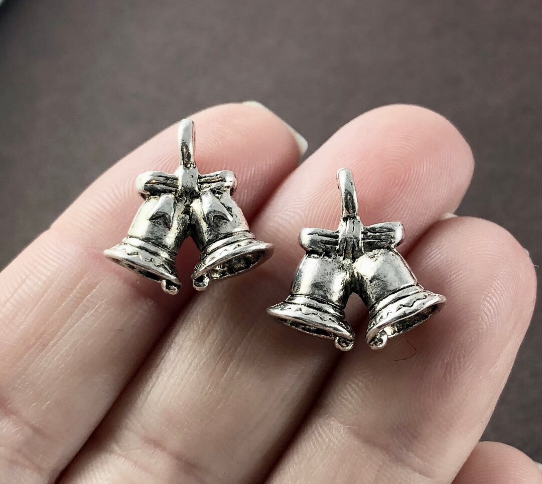 10 Charms, Double Bell, Wedding, Christmas, Holiday, (3D) Charm ...