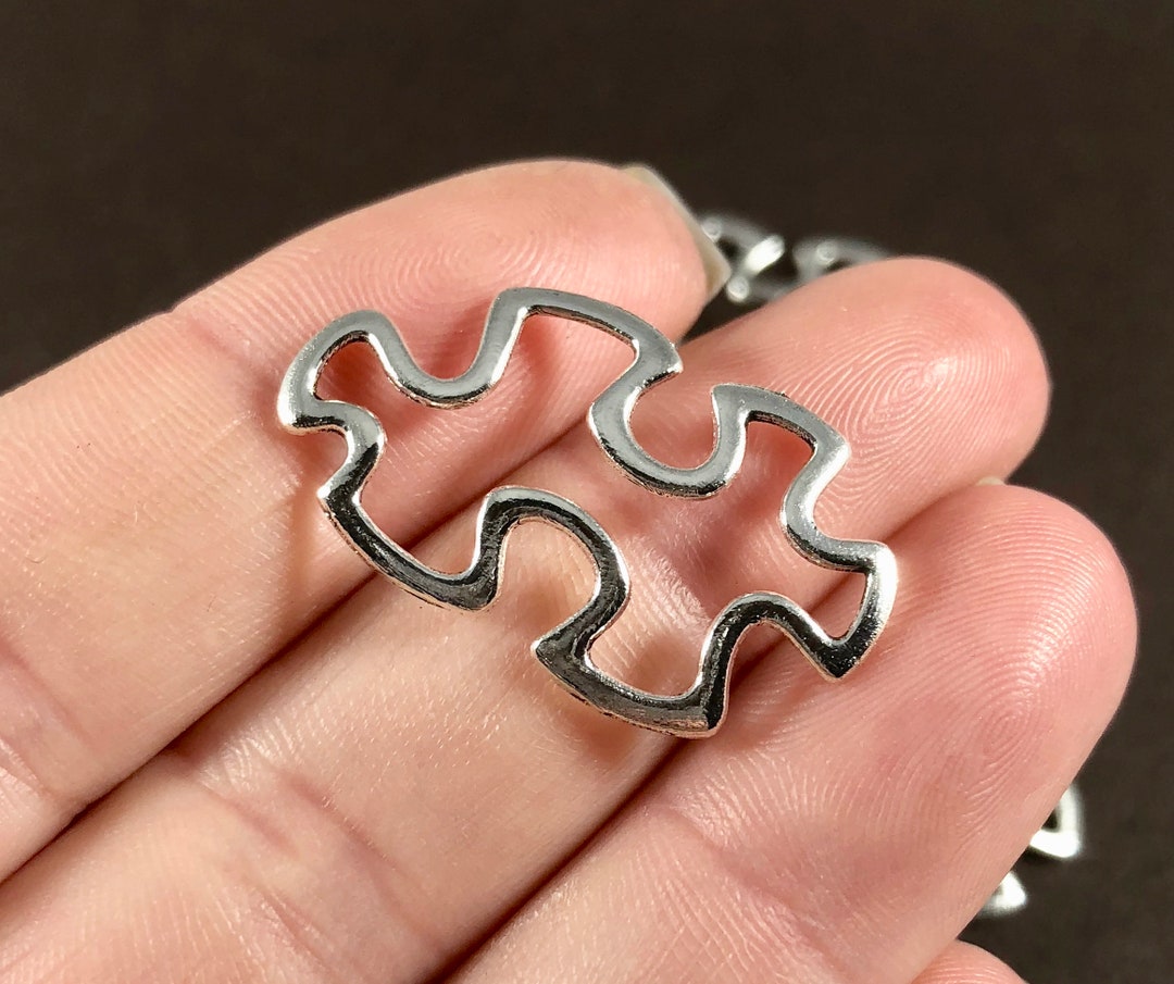 5 Charms, Puzzle, Piece, Connector, Awareness, Charm 30x18x3mm - Etsy