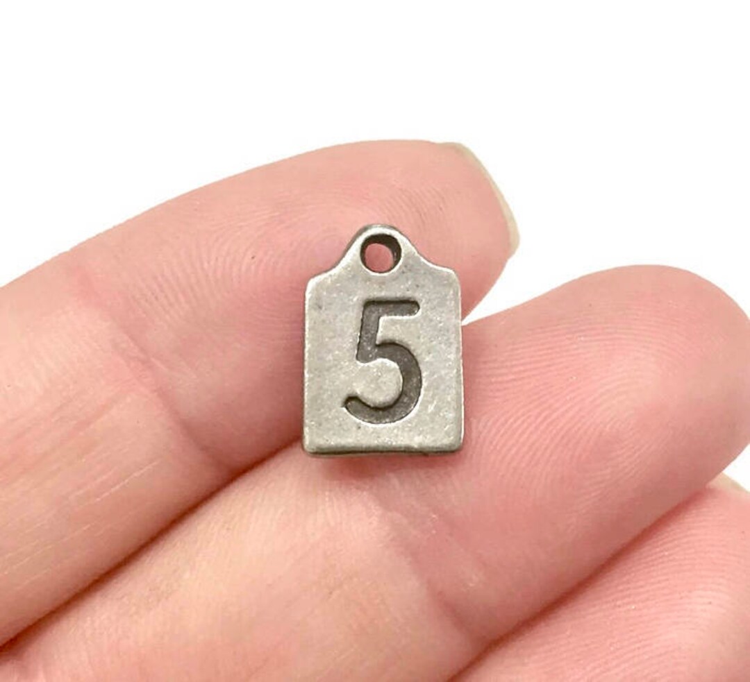 10 Charms, "5" Number Five, Numbers, Charms (double Sided) "pewter ...