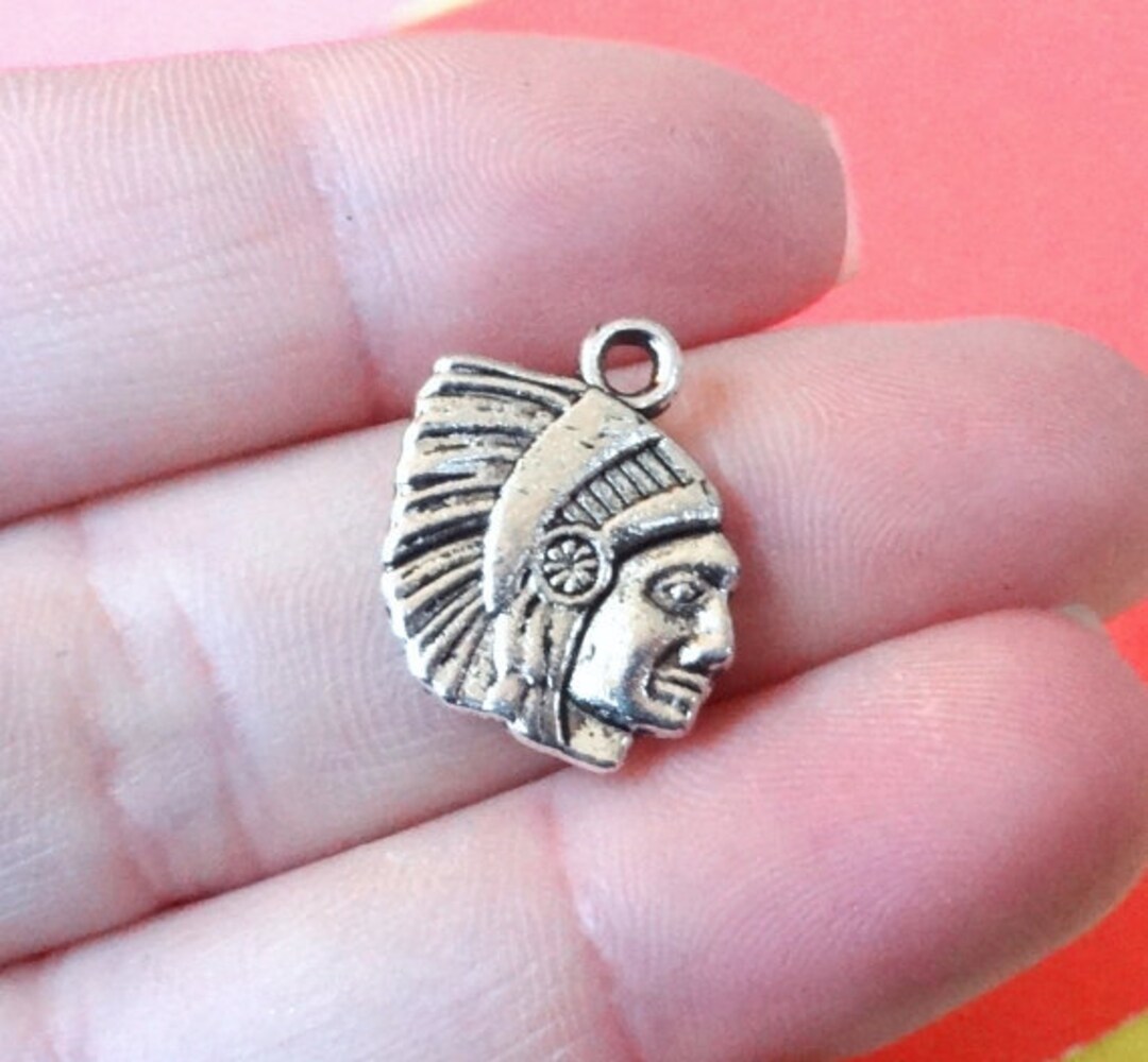 10 Charms, Indian Chief, Charm 17x17.5x1.5mm, Hole Approx. 1.5mm ITEM ...