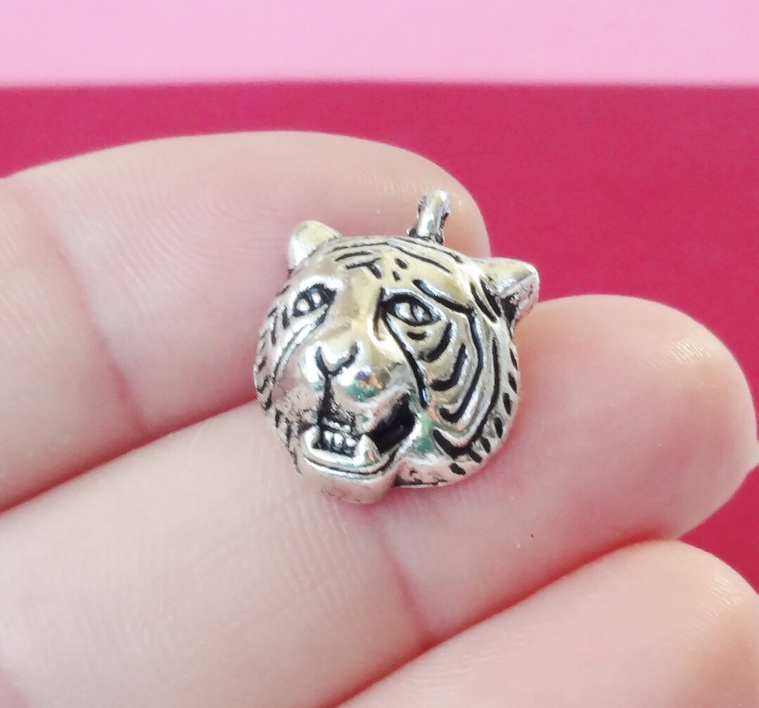 10 Charms, Tiger, Animal, Mascot, Charm 18.5x13.5x6mm, Hole 1.5mm Item ...