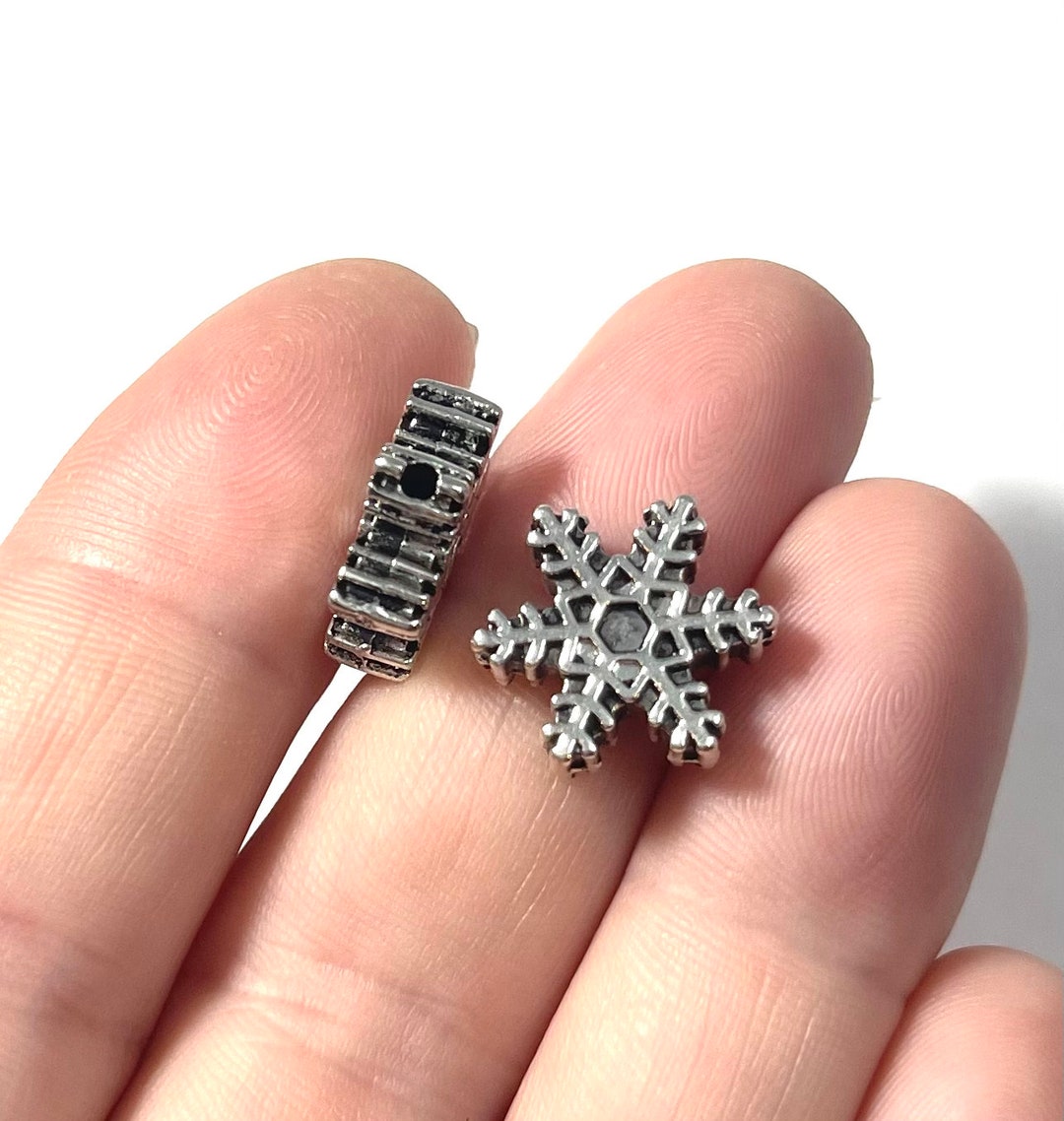 10 Beads, Snowflake, Snow, Winter, Bead, 15x15x4.5mm, Hole 1.6mm ITEM ...