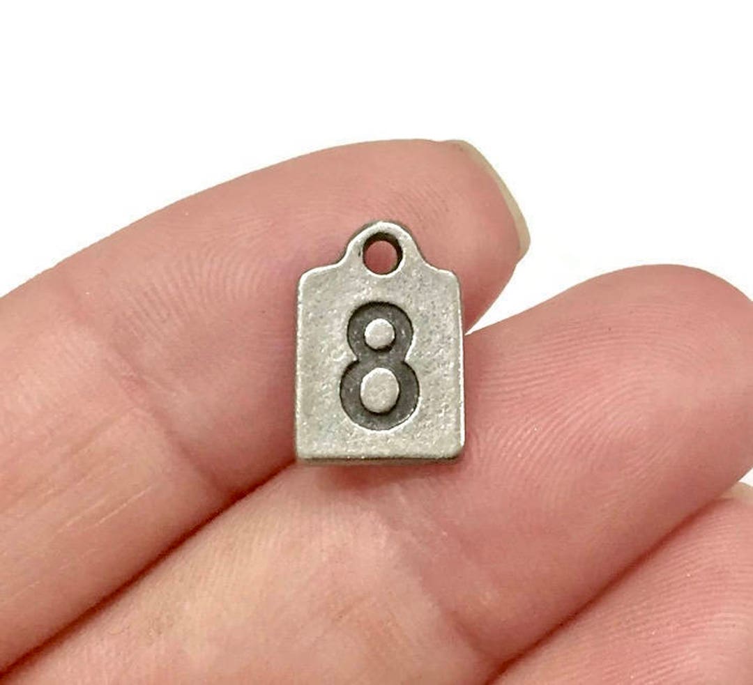 10, 8 Number Eight, Numbers, Charms double Sided pewter Made in USA ...