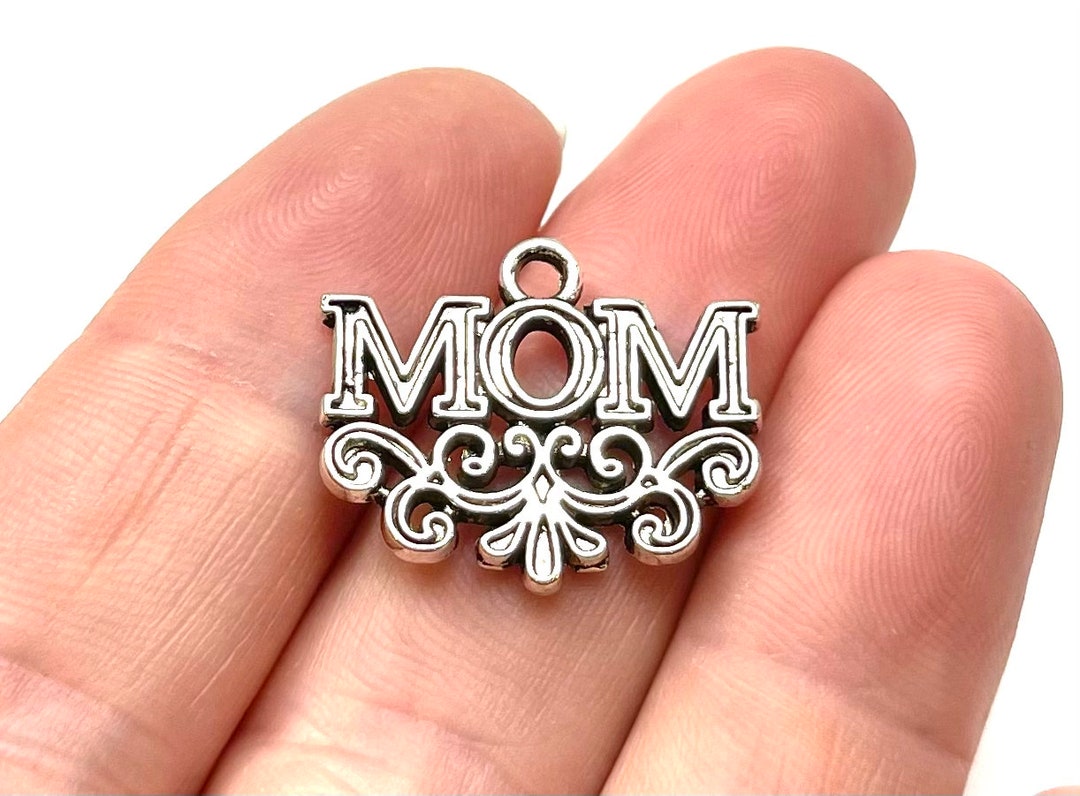 10 Charms, MOM, Mother, Mothers Day, Charm, Pendant 18x22x2mm, Hole 2mm ...