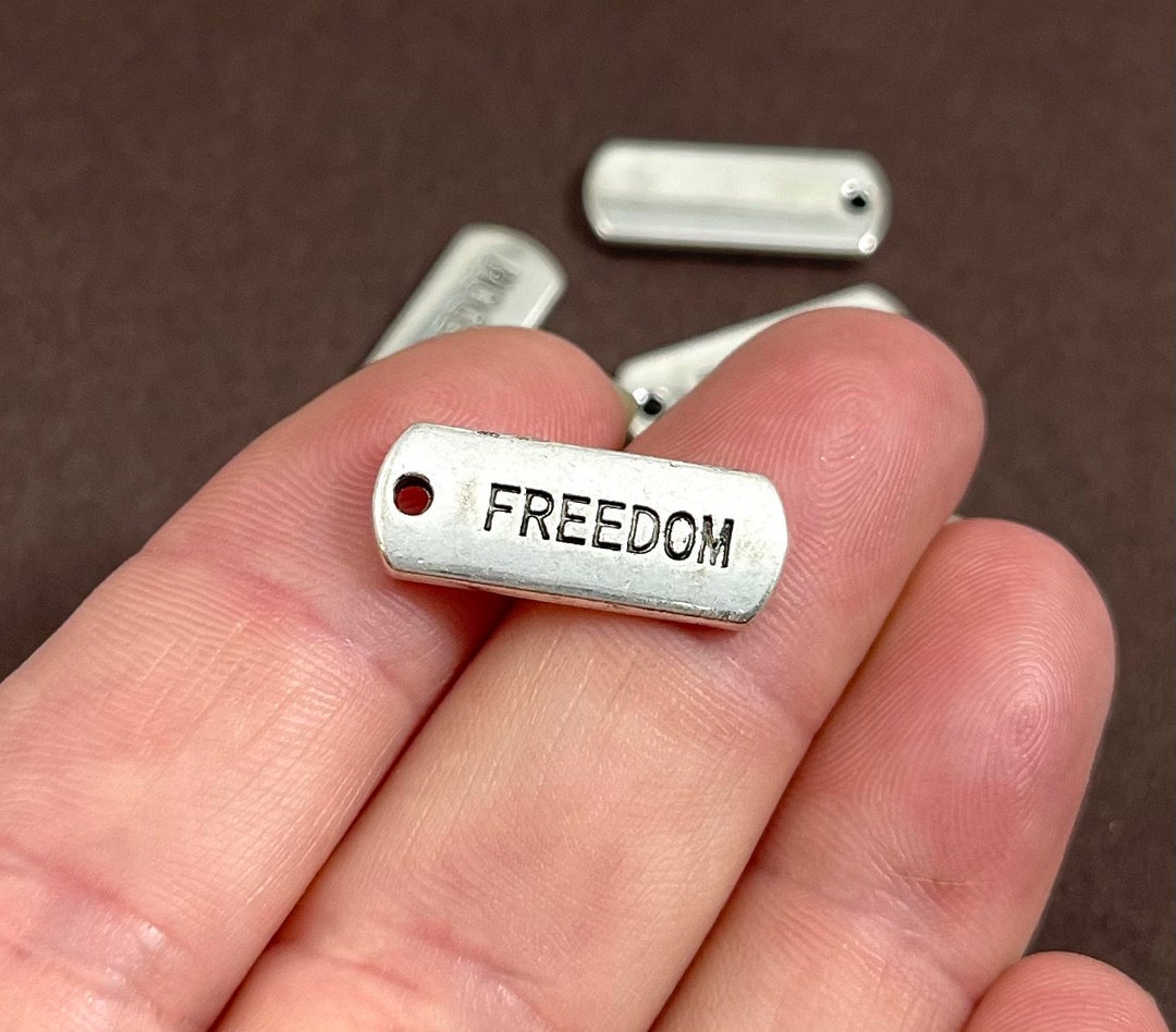10 Charms, "freedom" Charm 8x21x2mm, Hole 2mm Item:ae2 - Etsy