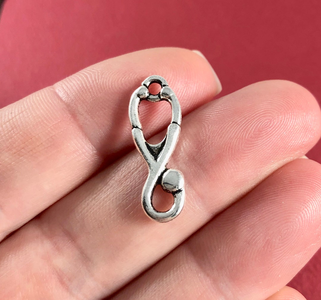 50 Bulk, Stethoscope, Doctor, Nurse, Medical, Charms 23x8x2mm, Hole ...
