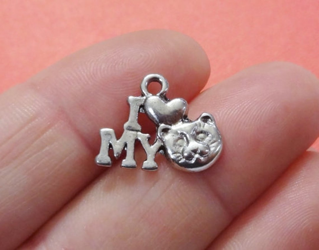 10 or 50 Charms, I "heart", Love My Cat, Charm 18x14mm Item:m1 - Etsy
