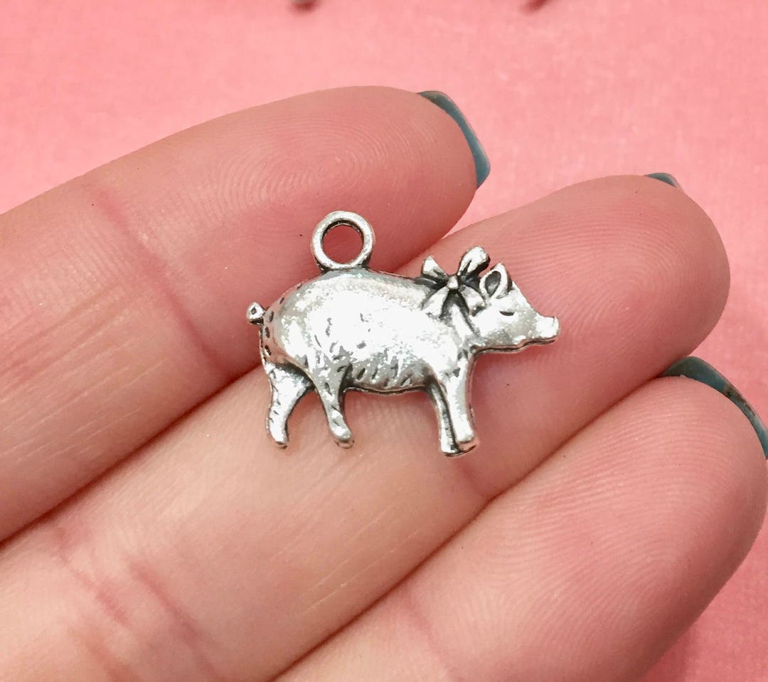 10 Charms PIG Piglet Farm Animal Charms double Sided - Etsy
