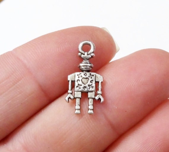 10 Robot Pendant 3D 9x19x3mm Hole: Approx. 2mm | Etsy