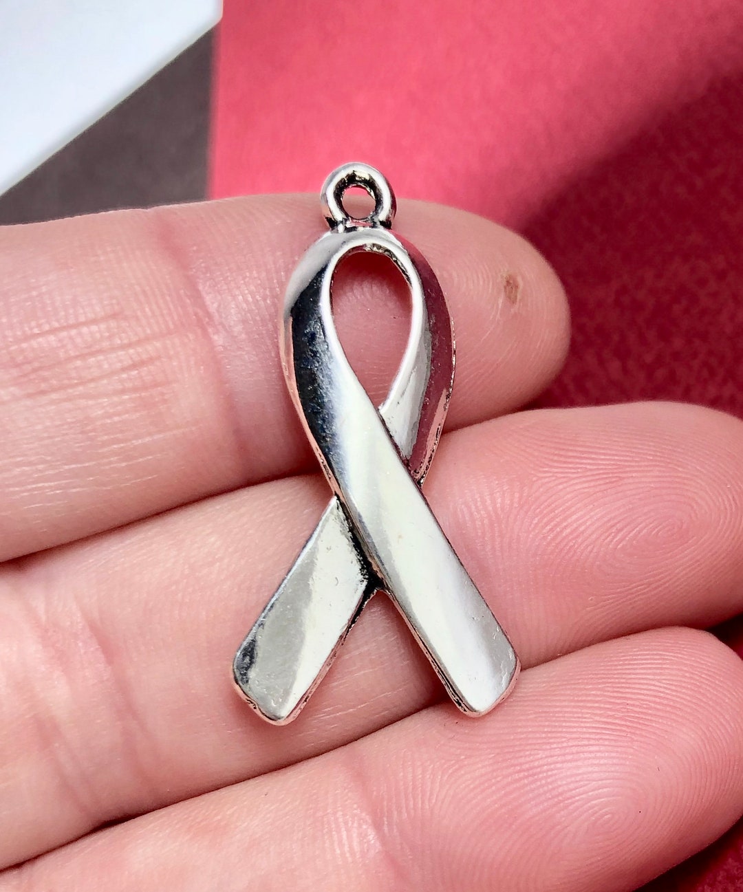 10 or 50 Charms, Awareness Ribbon, Charms, Pendant, 32.5x17x3mm, Hole ...