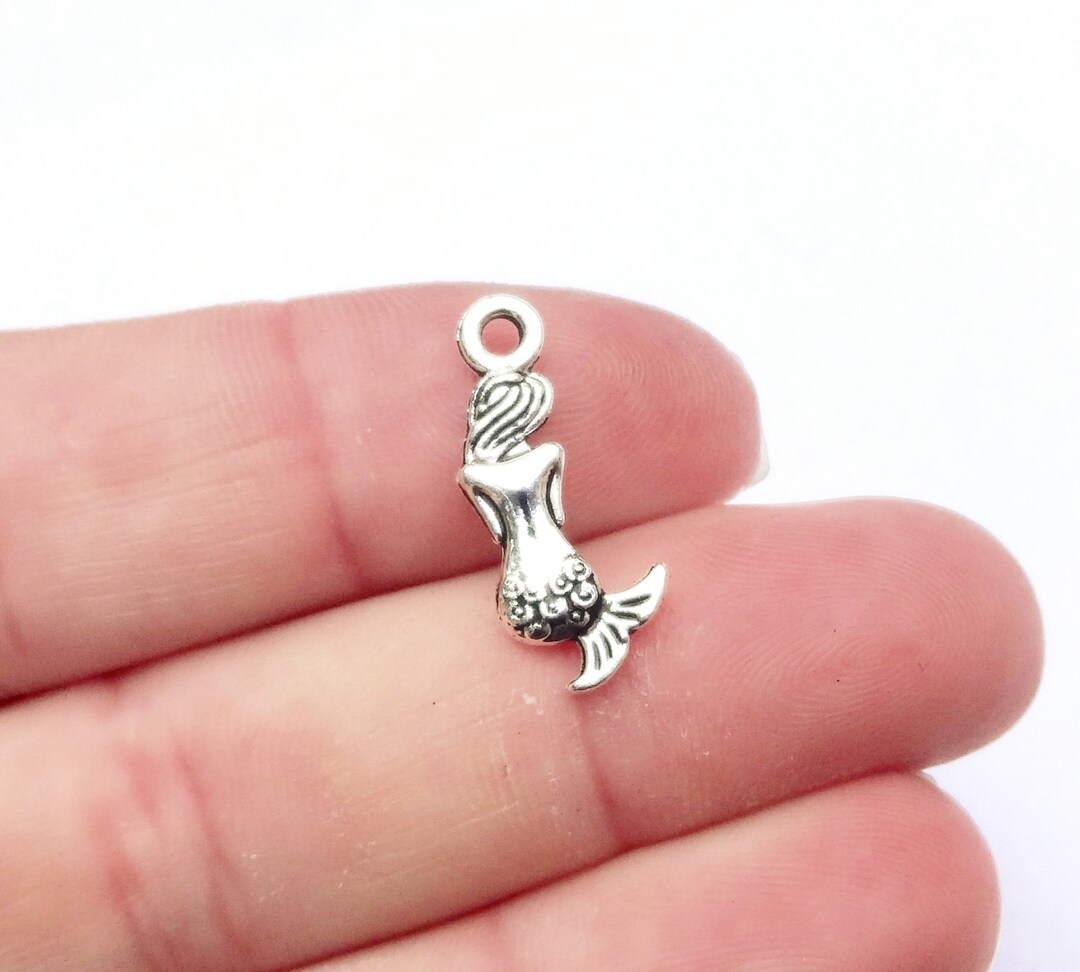 10 or 50 Charms, Mermaid Charms (double Sided) 8x21x2mm, Hole Approx ...