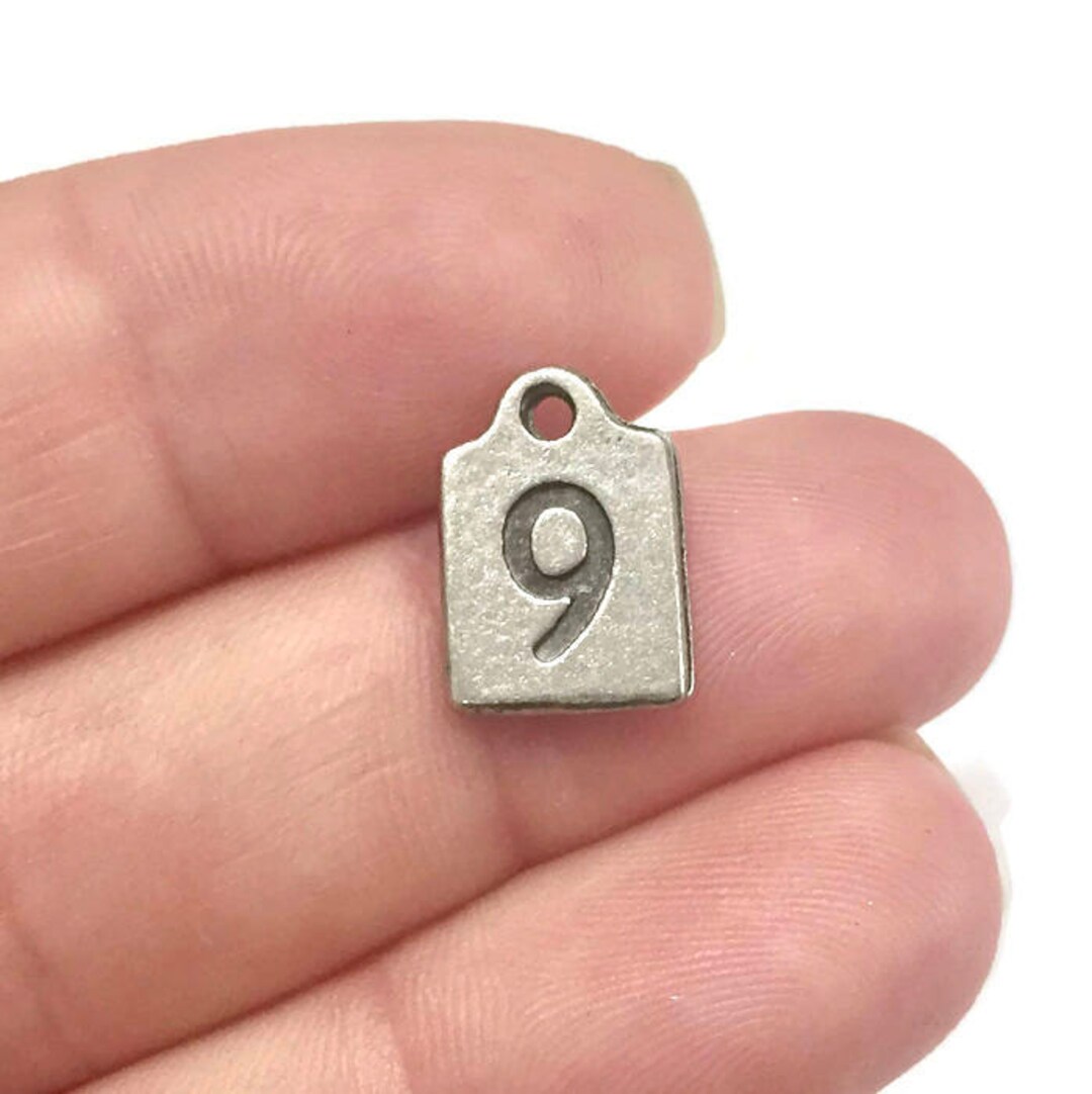 10 Charms, "9" Number Nine, Numbers, Charms (double Sided) "pewter ...