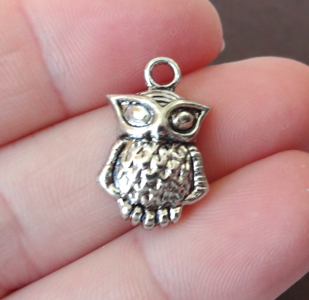 10 Owl Charms 20.5x13x5.5mm Hole 2mm ITEM:AC7 - Etsy