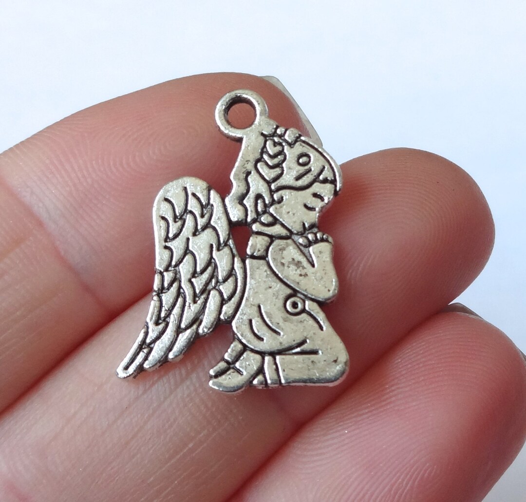 10 Charms, Praying Angel Girl double Sided Charm 17x23.5x1.5mm, Hole ...