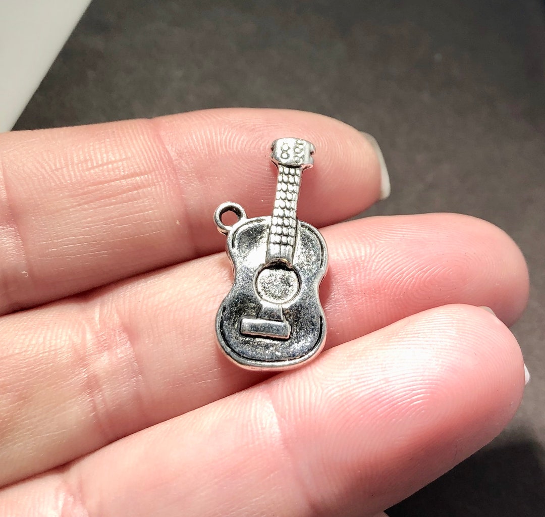 10 Charms, Acoustic, Guitar, Music, Band, Charm 25x13x2mm Hole 1.5mm ...