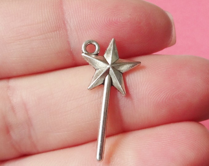 50 Charms, Magic Wand, Princess, Fairy Godmother, Charm 25x13x2mm ITEM ...