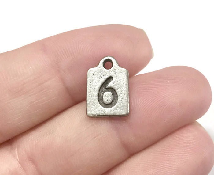 10 6 Number Six Numbers Charms double Sided | Etsy