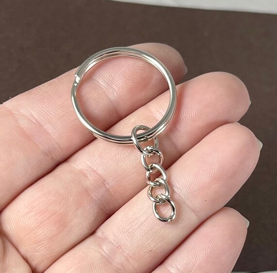 10 Key Chains With Chain Key Rings Round Platinum Tone | Etsy