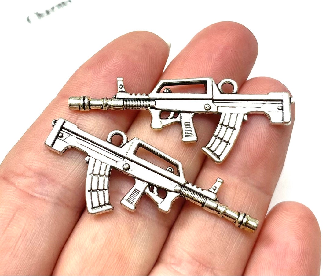 10 Charms, Rifle, Firearm, Weapon, Charms (3D) 50x20x2mm Hole 2mm SH533 ...
