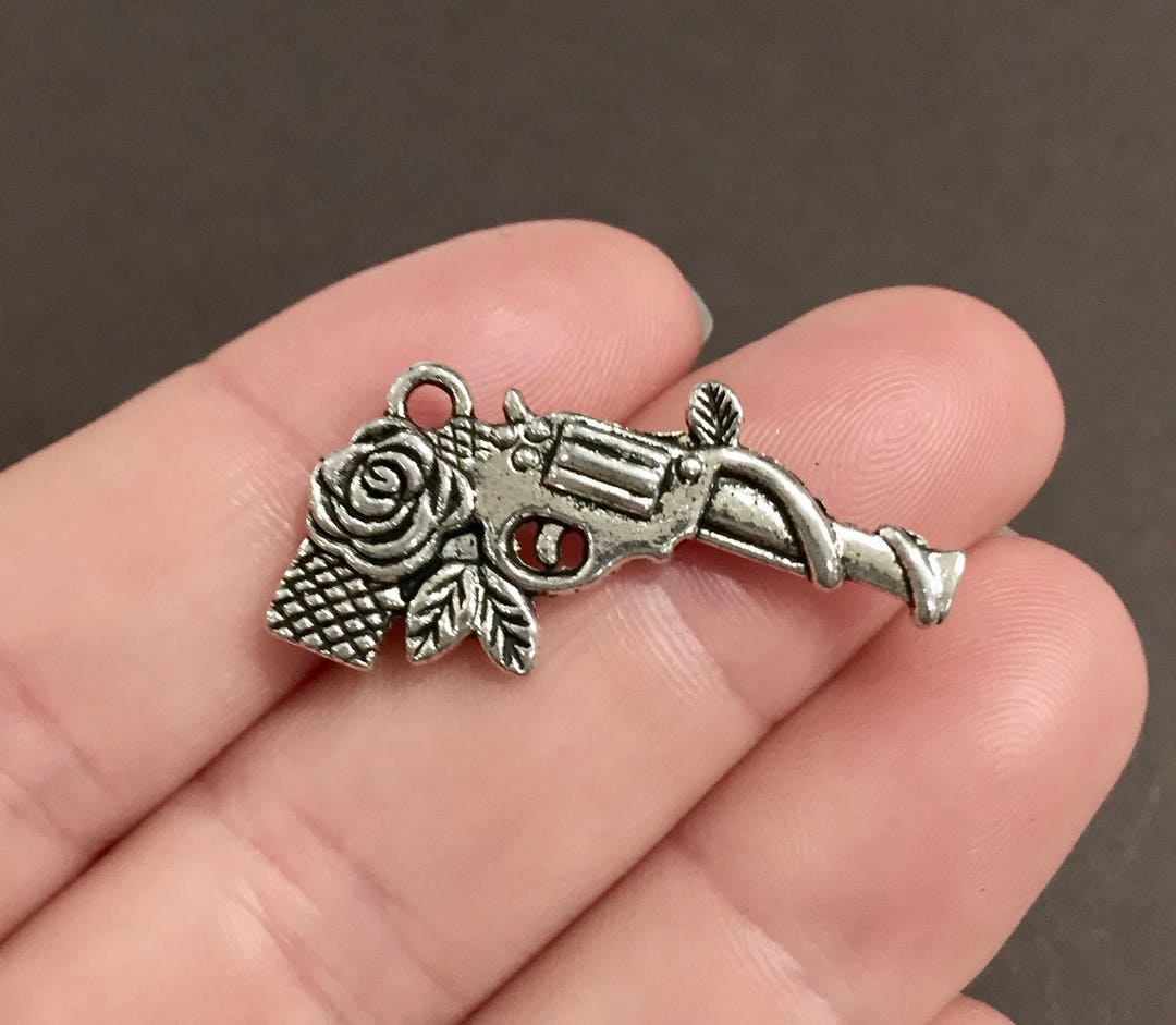 10 Charms, Gun, Handgun, Roses and Vines, Rose Vine, (double Sided ...