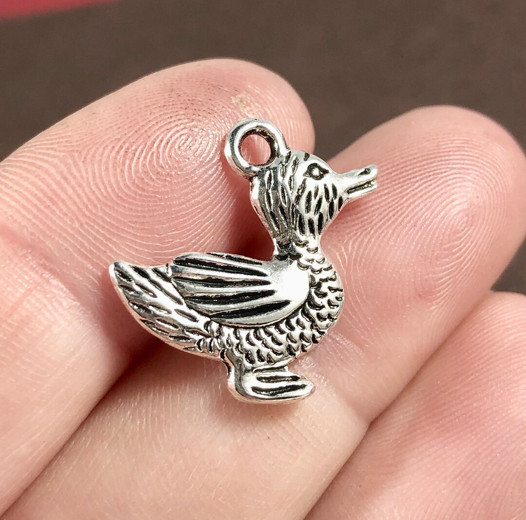 10 Charms, Duck, Bird, Charm (double Sided Puffed) 20x19x3mm, Hole: 2mm ...