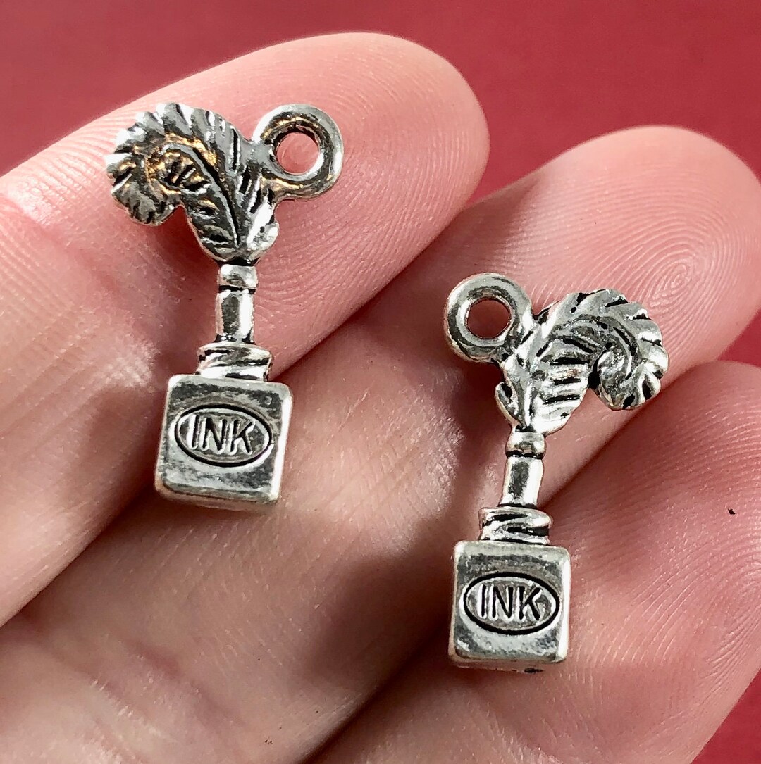 50 Charms,, Quill Pen, Ink, Feather, Writer, Teacher, School, 20x12x5 ...