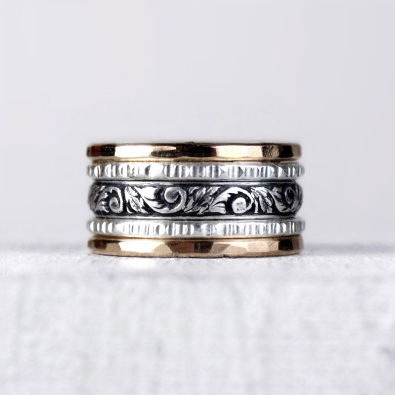 Silver and Gold Ring - Etsy