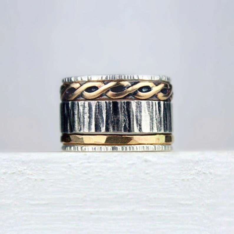 Silver and Gold Stacking Rings Two Tone Stackable Ring Set - Etsy