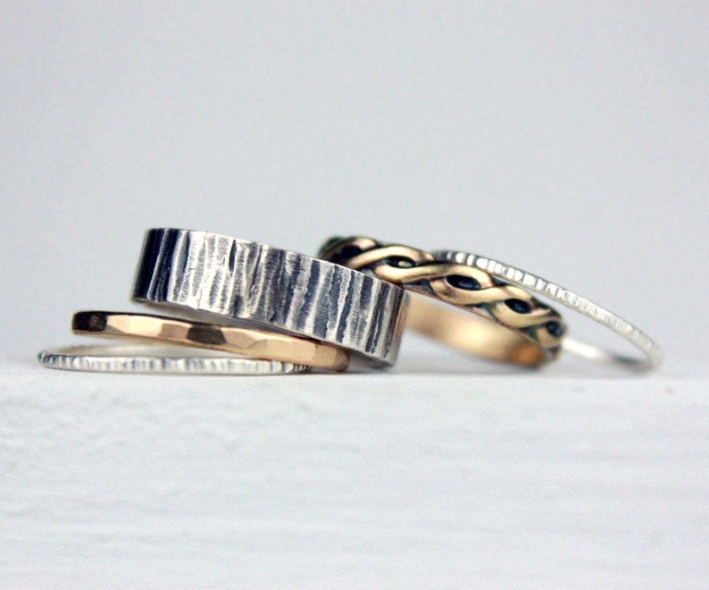 Silver and Gold Stacking Rings Two Tone Stackable Ring Set - Etsy