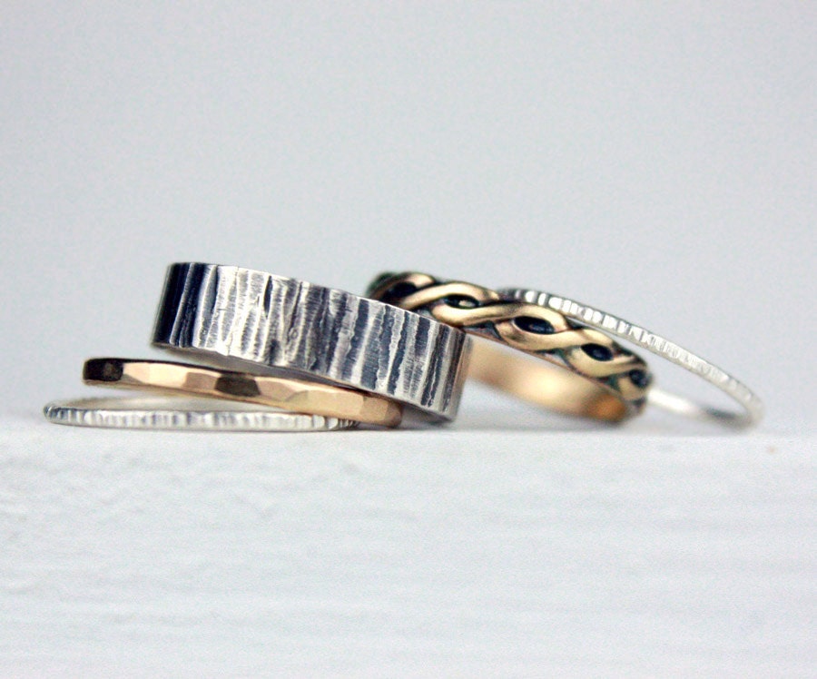 Silver and Gold Stacking Rings Two Tone Stackable Ring Set - Etsy