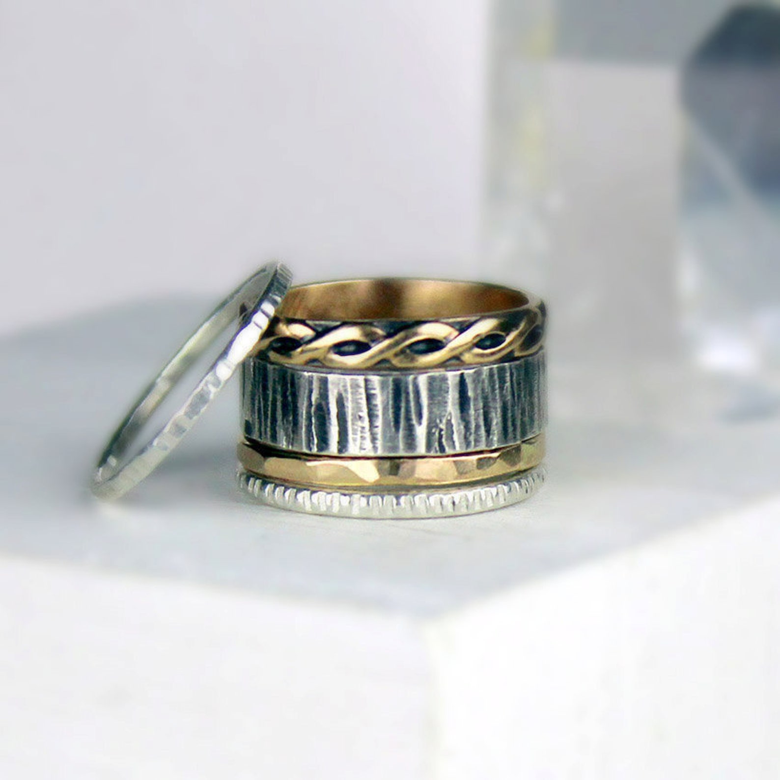 Silver and Gold Stacking Rings Two Tone Stackable Ring Set - Etsy